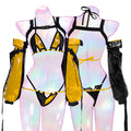 MOEFLAVOR Anime DANGER Pink Cyber Cat Cosplay Bikini with Sleeves ...