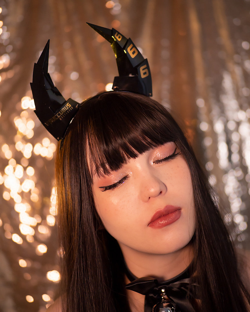 Cyber Cyberpunk Devil Succubus Black and Gold Headband – MOEFLAVOR INTL
