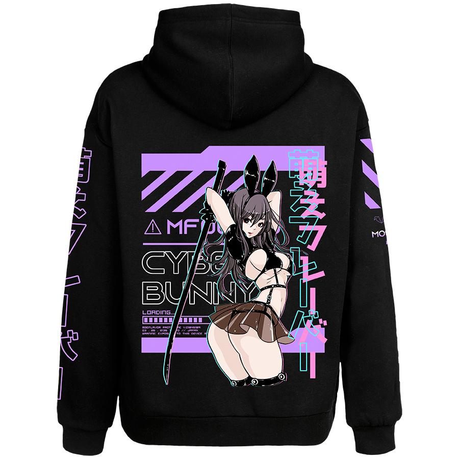 Unisex Cyberpunk Anime Cyber Bunny Black Hoodie MF00010 – MOEFLAVOR INTL